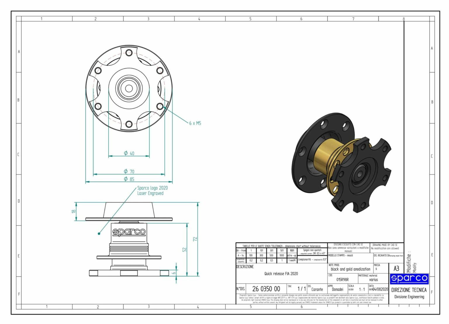 Mozzo volante a sgancio rapido Sparco Prodriveshop.com